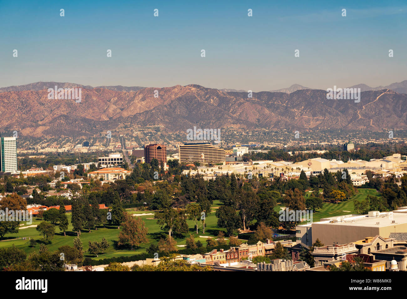 San Fernando Valley and Verdugo Mountains in Los Angeles Stock Photo ...