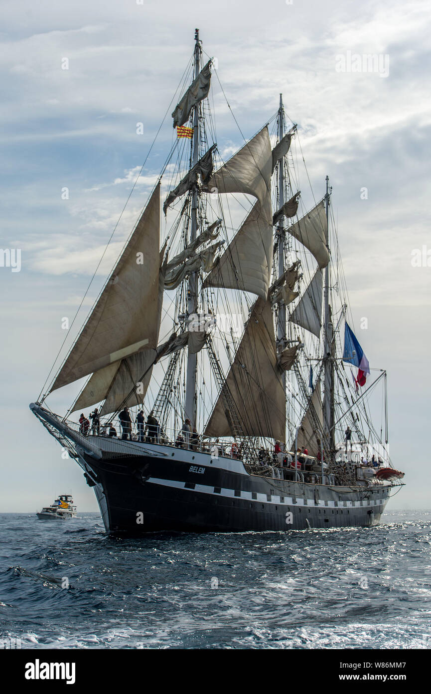 Port Vendres (southern France): the Belem, a steel hulled three-masted ...