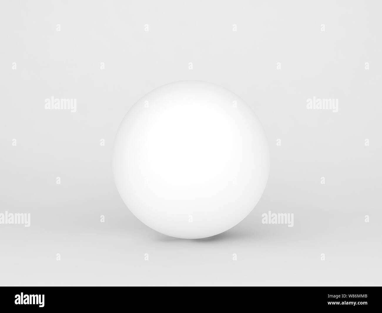 White spherical object with soft shadow standing over white background ...