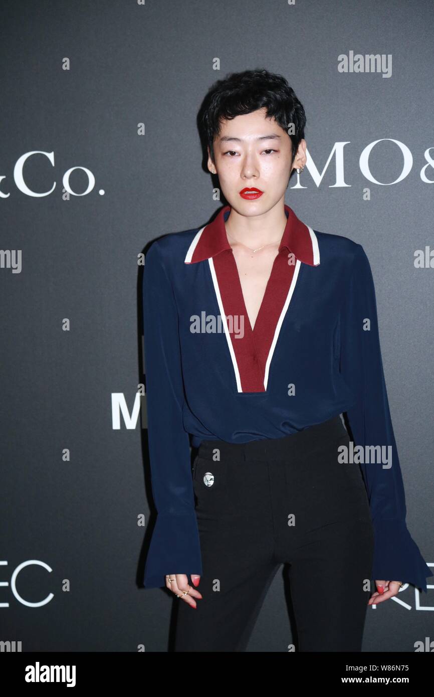 Japanese super model Sayo Akasaka poses at a fashion show of "MO&Co in ...