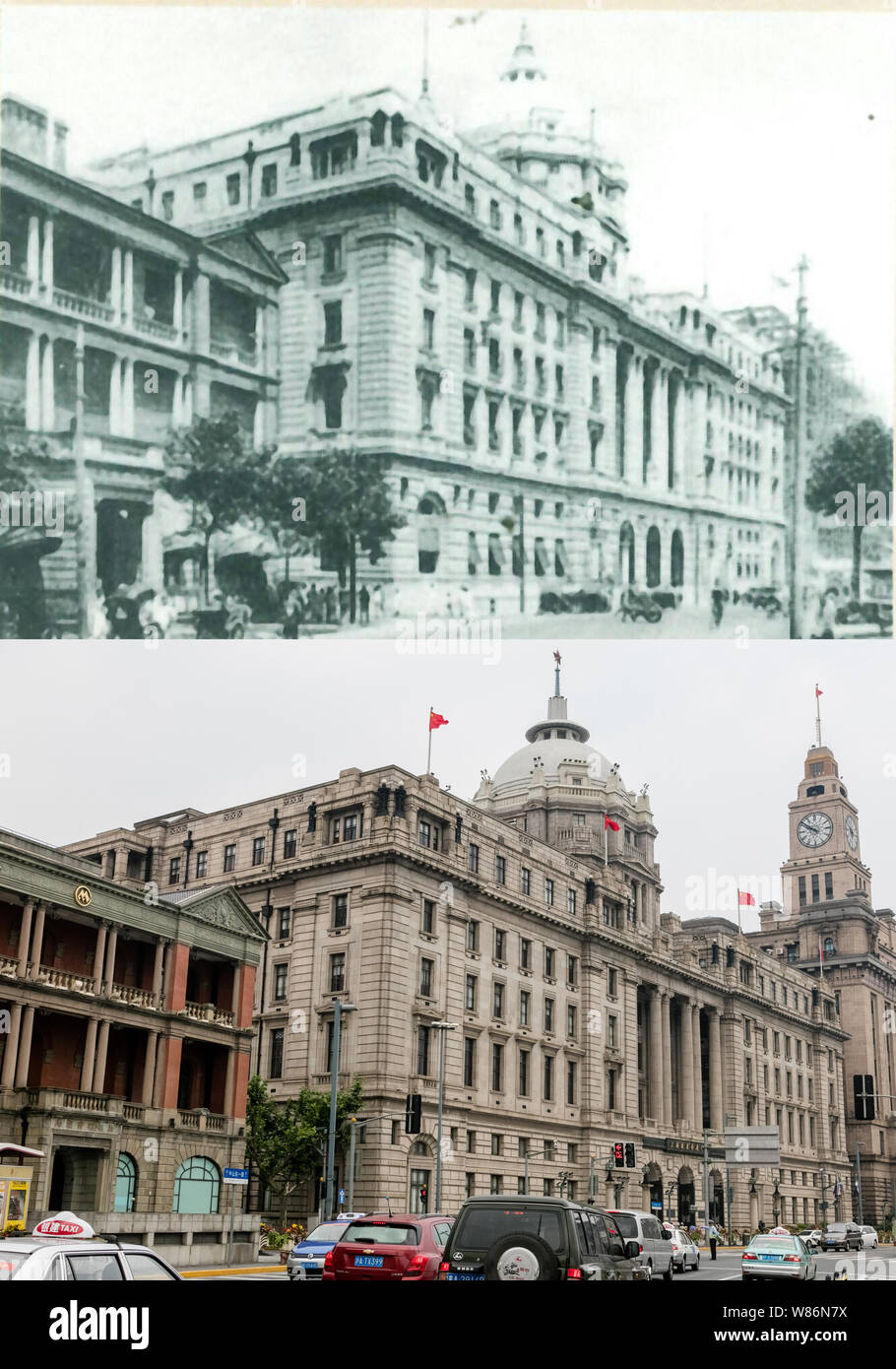 The composite photo shows the HSBC Bank Building, upper, and now the ...