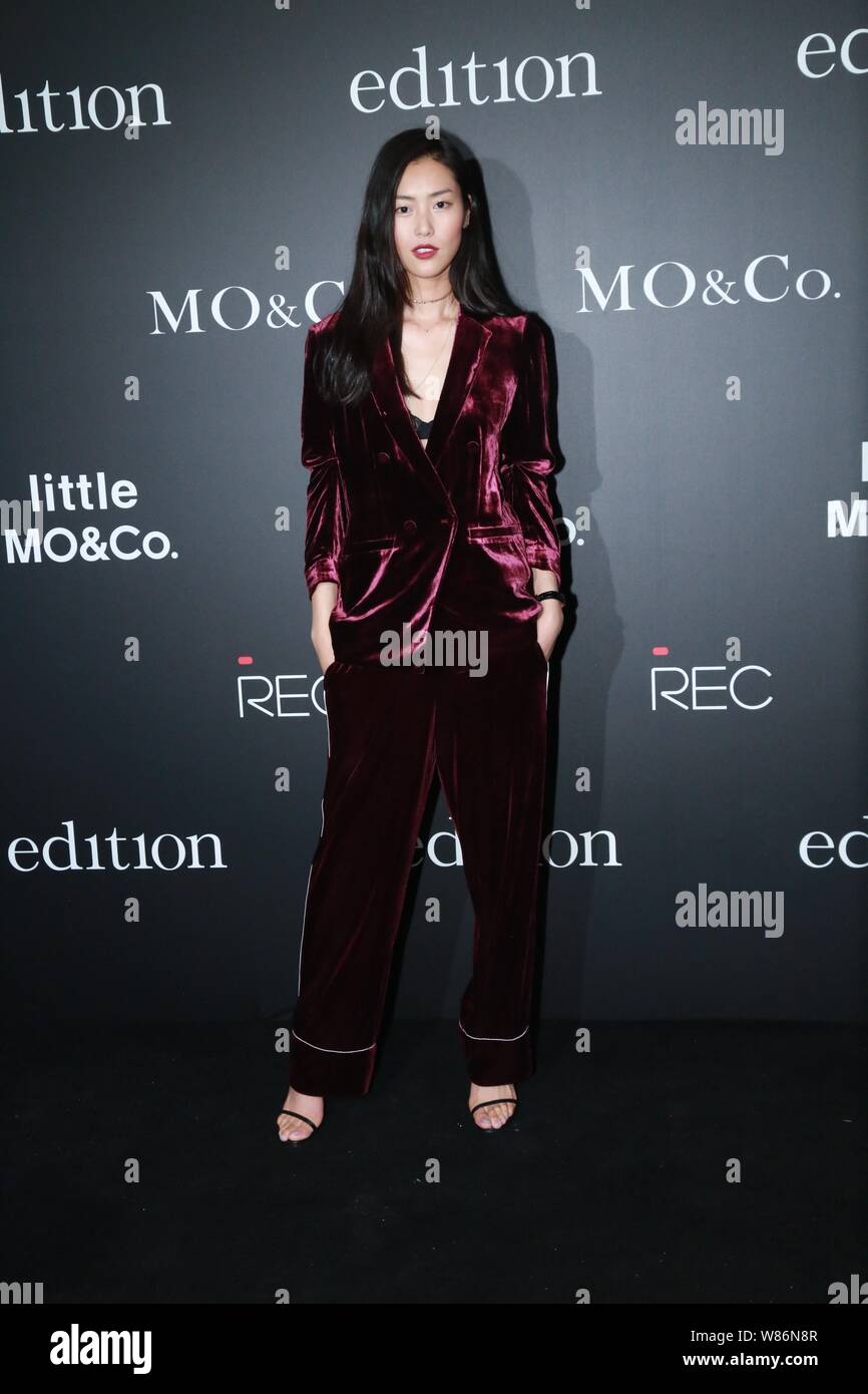 Chinese super model Liu Wen poses at a fashion show of "MO&Co in ...