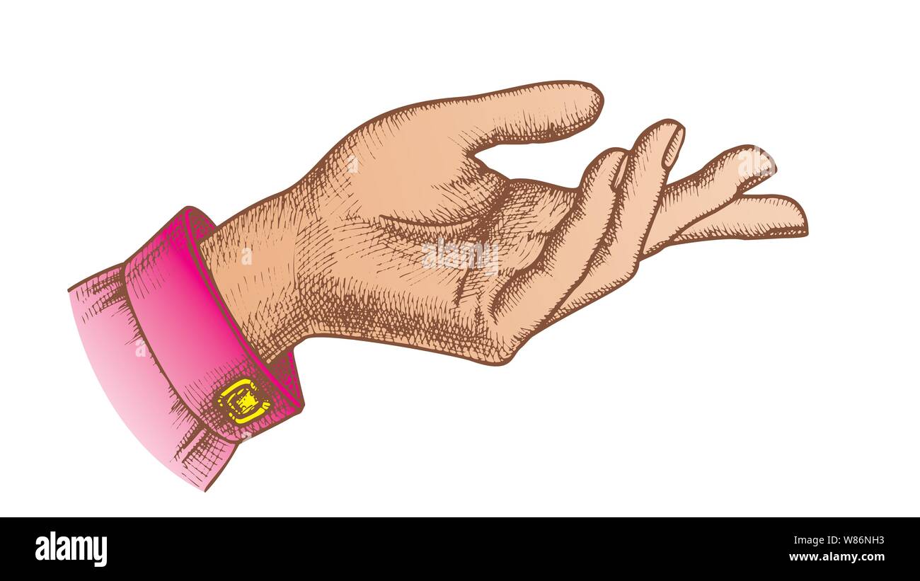 Color Girl Hand Gesture Show Direction Handdrawn Vector Stock Vector ...