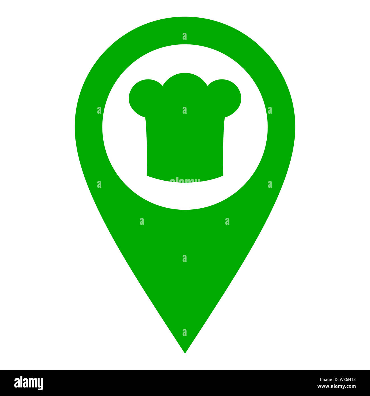 Chef hat and location pin Stock Photo - Alamy