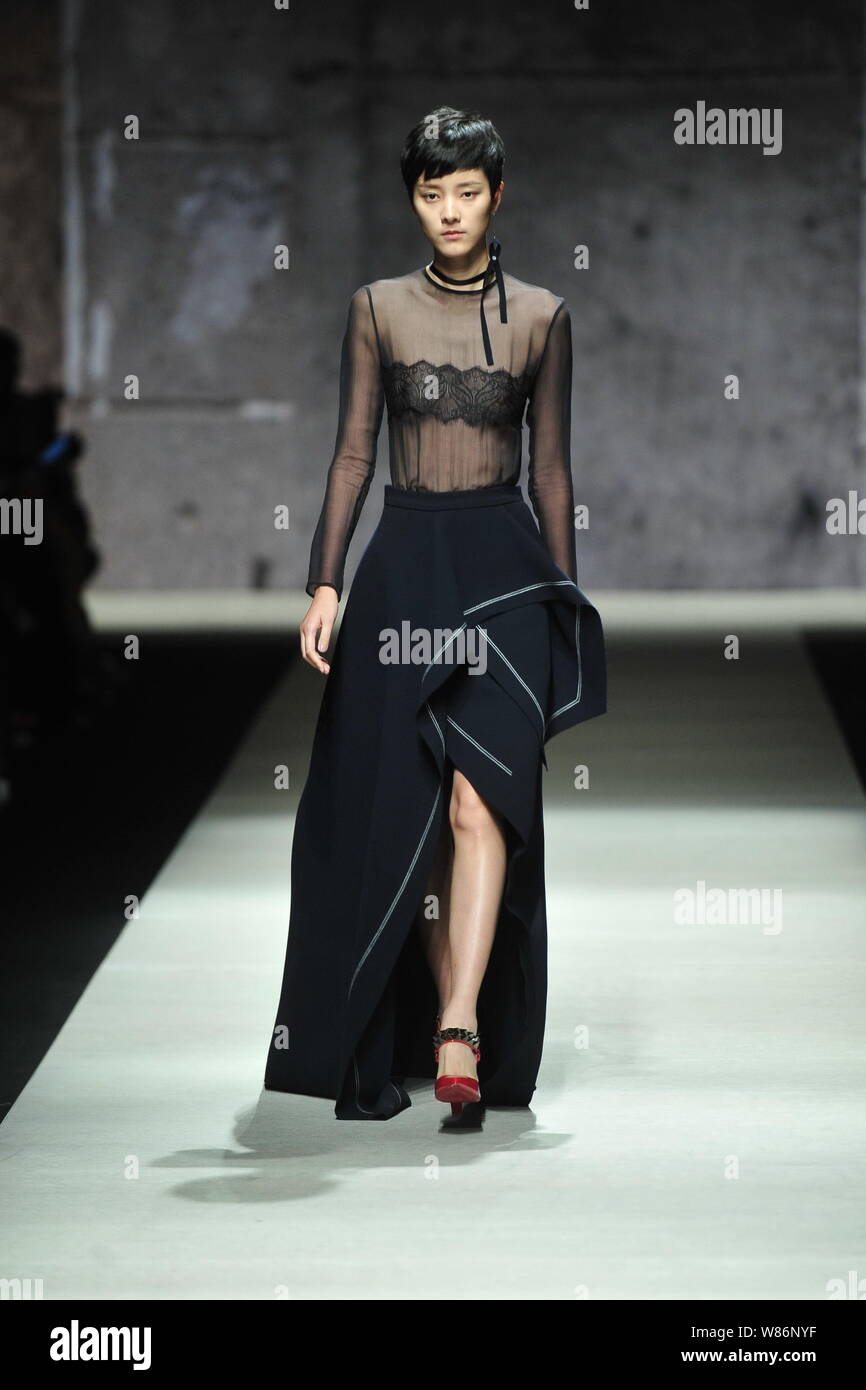 Chinese model Pei Bei displays a new creation by Chinese fashion ...