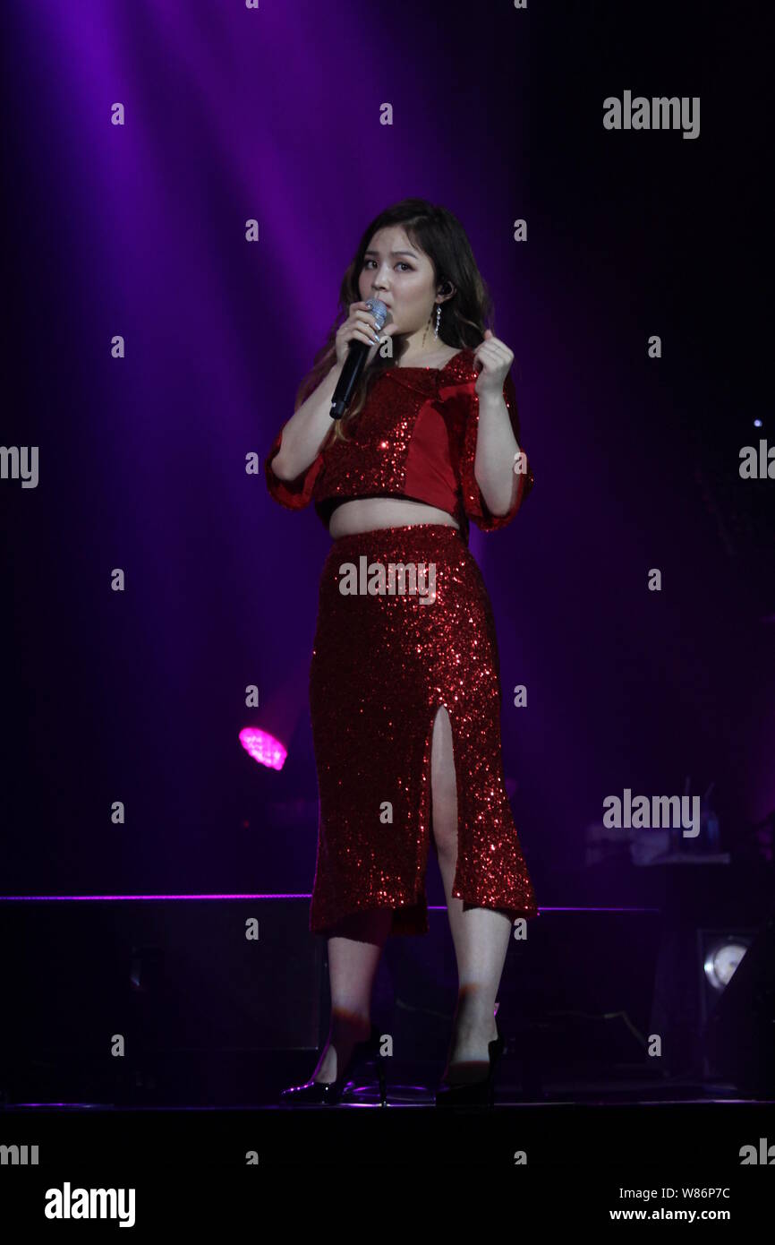 South Korean singer Lee Ha-yi performs at her concert in Shanghai ...