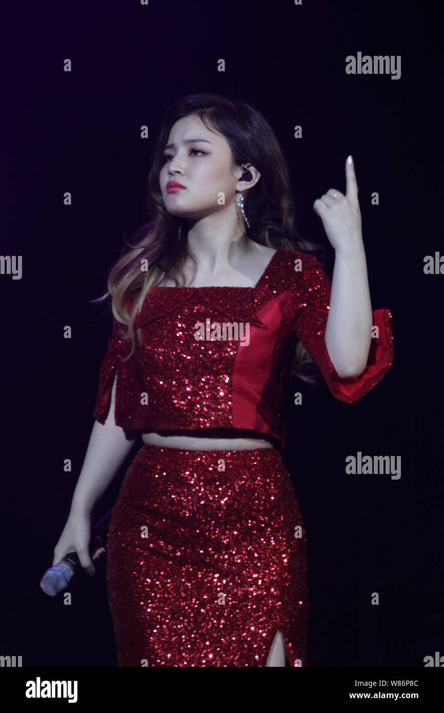 South Korean singer Lee Ha-yi performs at her concert in Shanghai ...