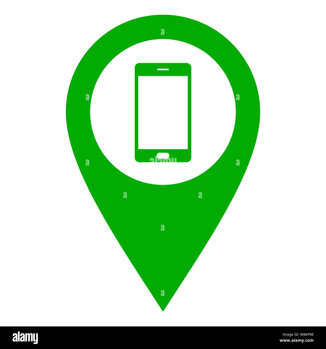 Smartphone and location pin Stock Photo - Alamy