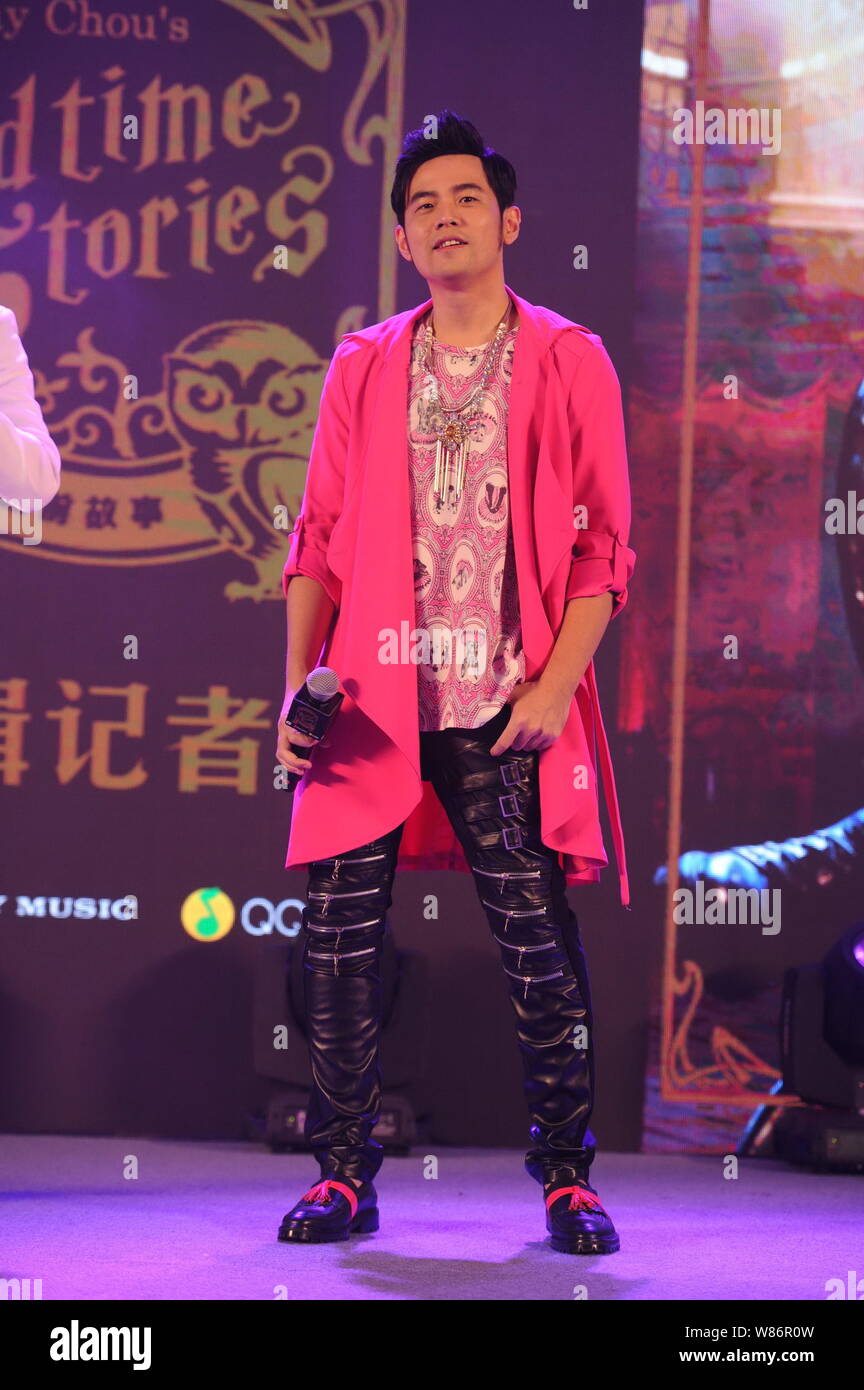 Taiwanese singer Jay Chou poses at a press conference for his new music ...