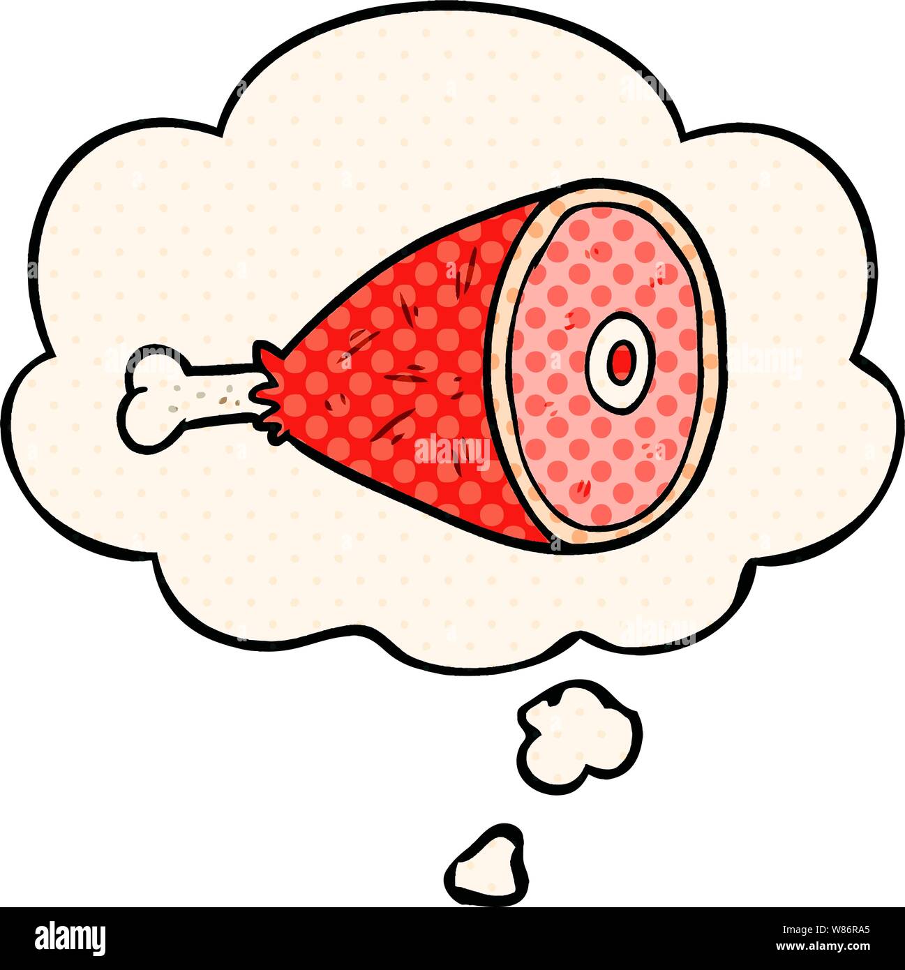 cartoon cooked meat with thought bubble in comic book style Stock ...