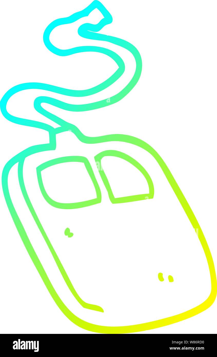 cold gradient line drawing of a cartoon old computer mouse Stock Vector ...