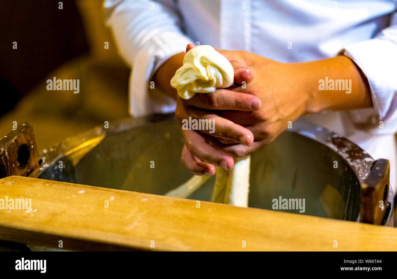 Mozzarella cheese manufacturing hi-res stock photography and images - Alamy