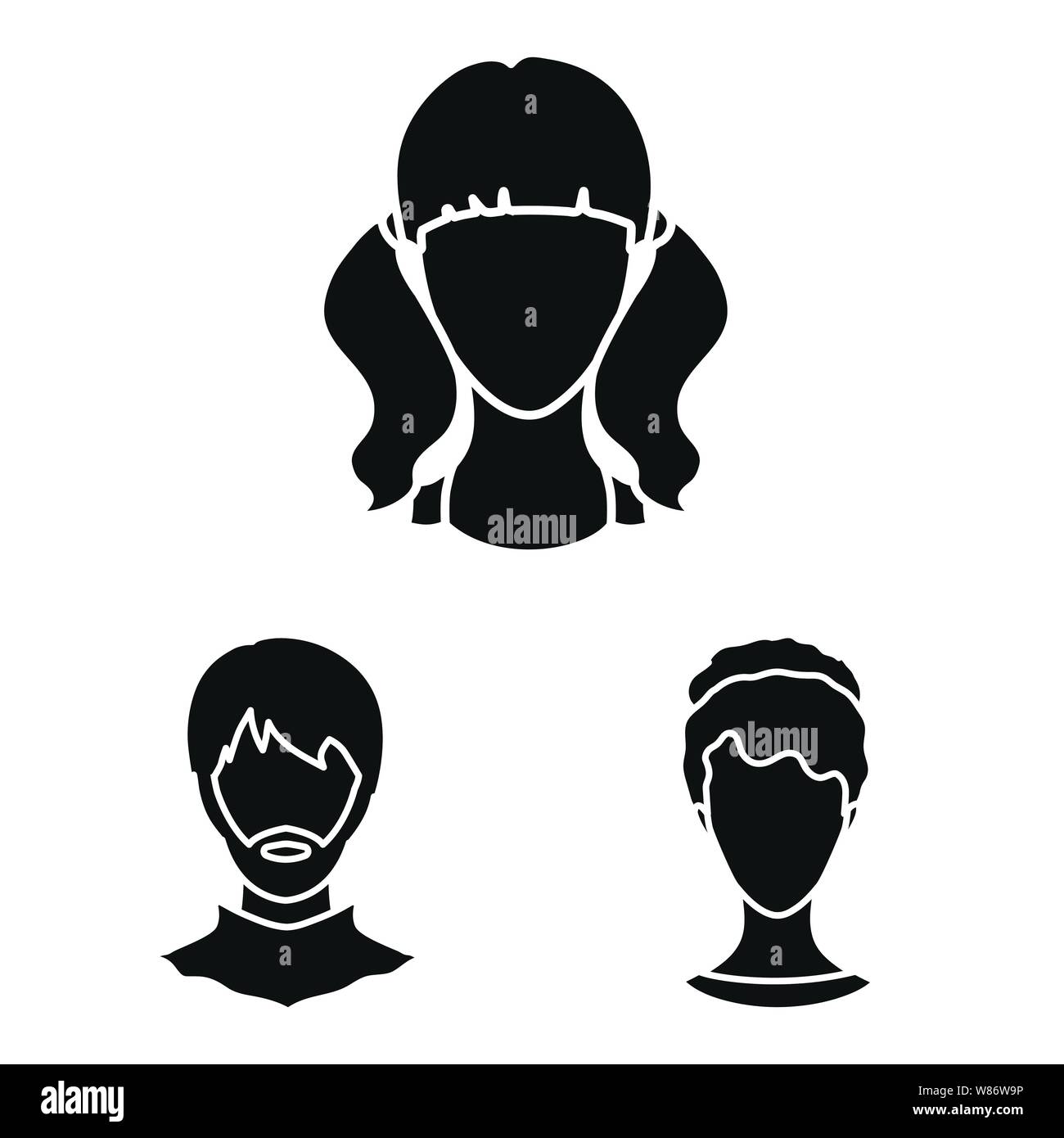 Isolated object of character and profile icon. Set of character and ...