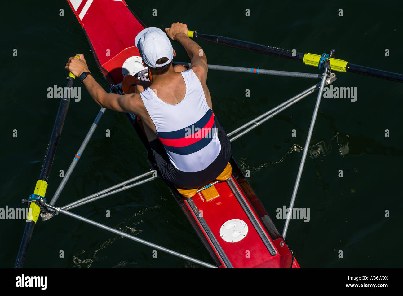 Single Rower In Racing Boat Stock Photo - Alamy