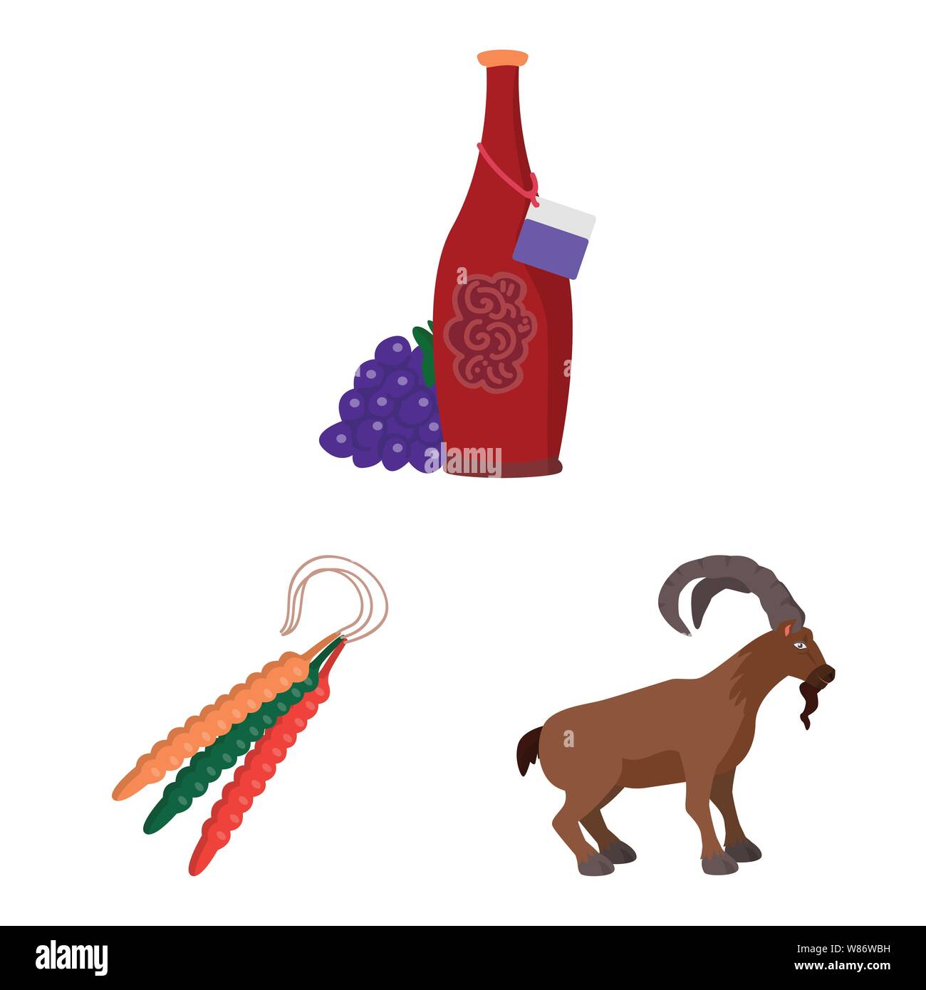 Vector illustration of Caucasus and traditions sign. Set of Caucasus ...