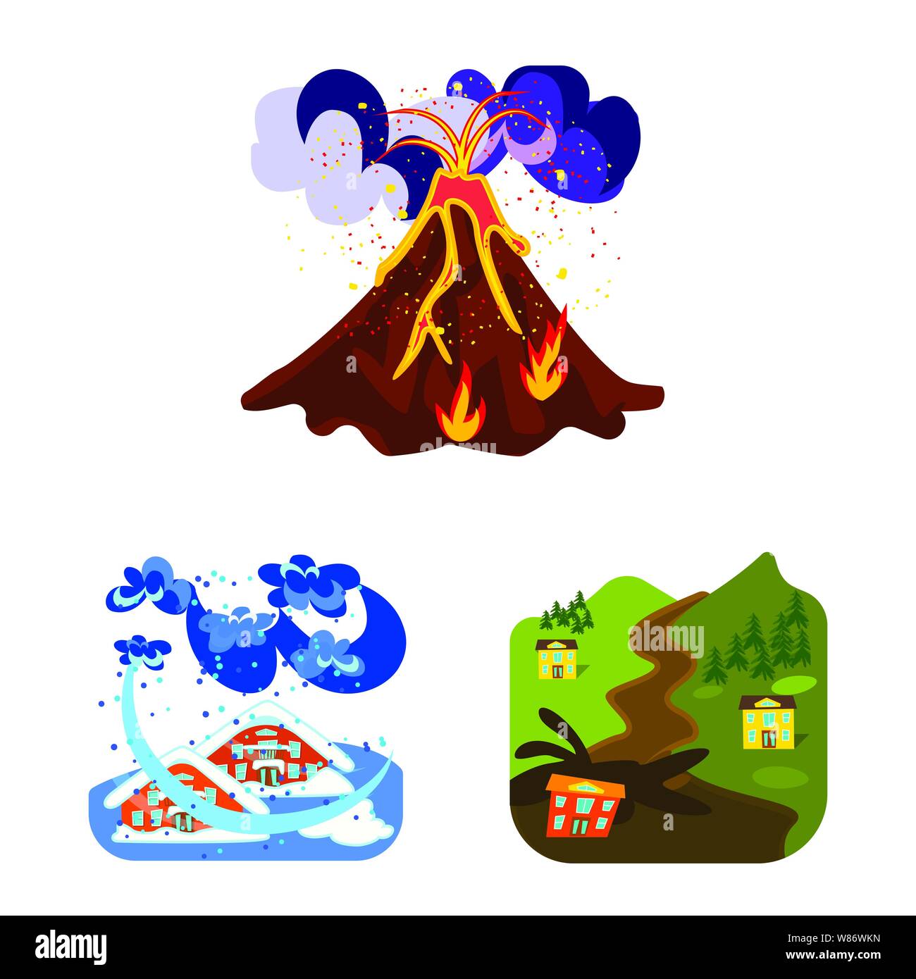 Vector illustration of cataclysm and disaster icon. Set of cataclysm ...