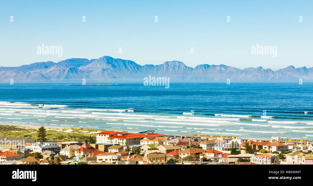 Elevated view of Muizenberg beach in False Bay Cape Town South Africa ...
