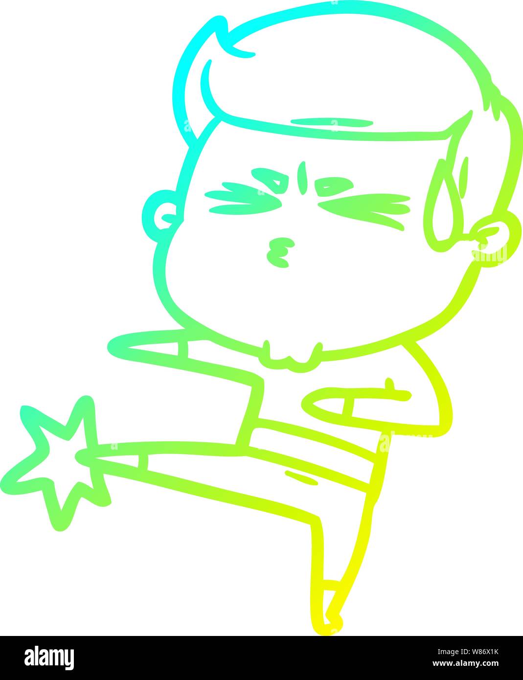 cold gradient line drawing of a cartoon man sweating Stock Vector Image ...