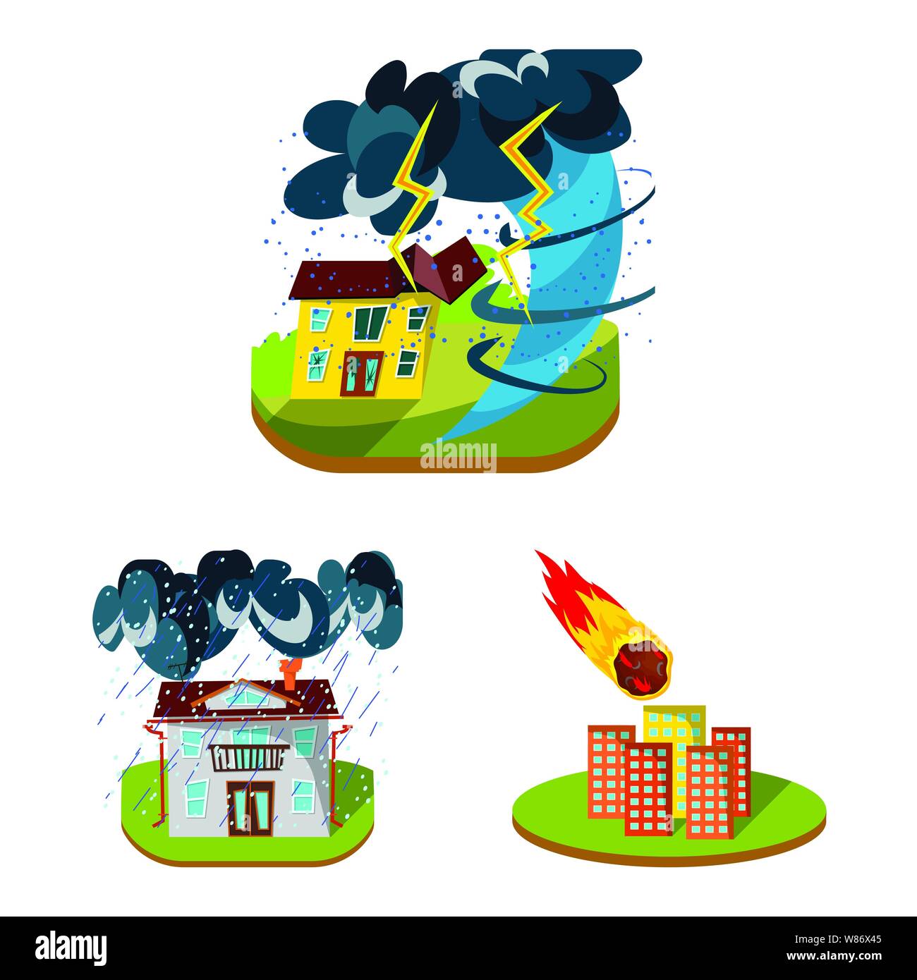 Vector design of cataclysm and disaster icon. Set of cataclysm and ...