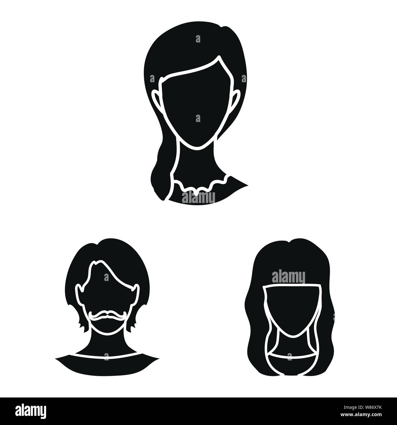 Isolated object of character and profile symbol. Set of character and ...