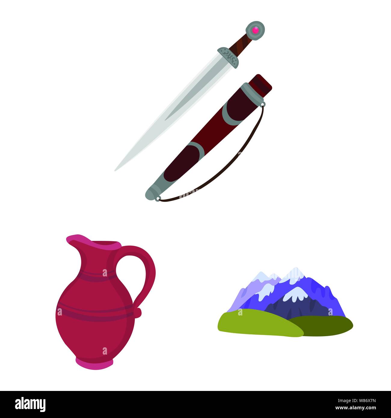 Vector illustration of Caucasus and traditions symbol. Set of Caucasus ...