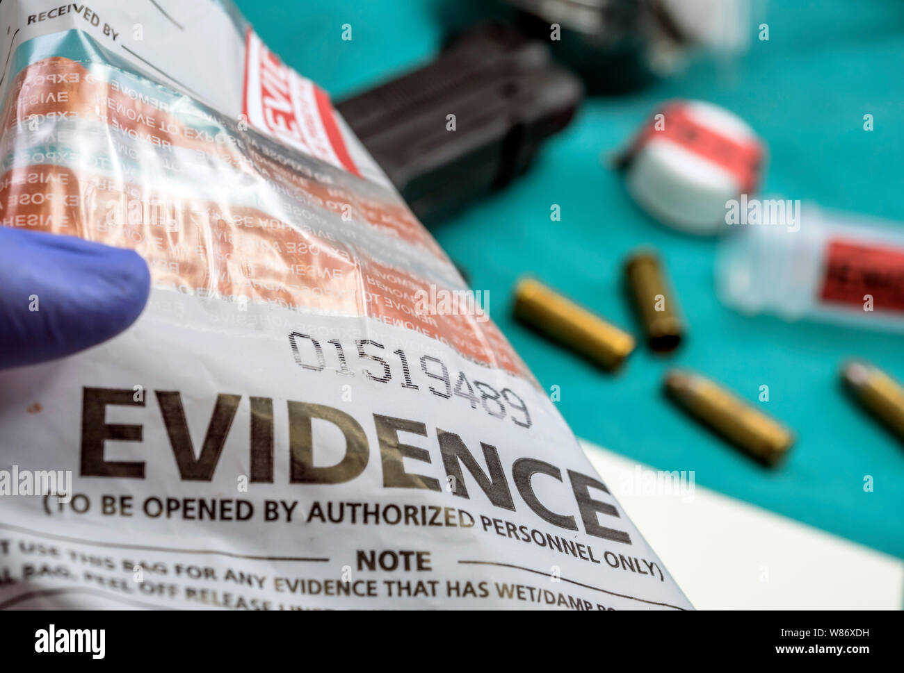 Criminalistic Laboratory, Bullet shell analysis, conceptual image Stock ...