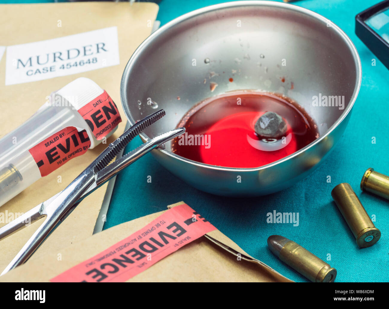 Criminalistic Laboratory, Bullet shell analysis, conceptual image Stock ...
