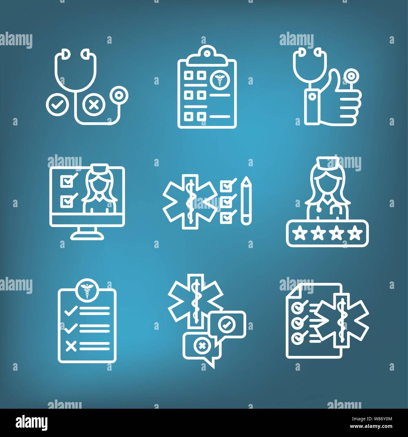 Patient Satisfaction Icon Set w patient experiene, rating, and stars ...