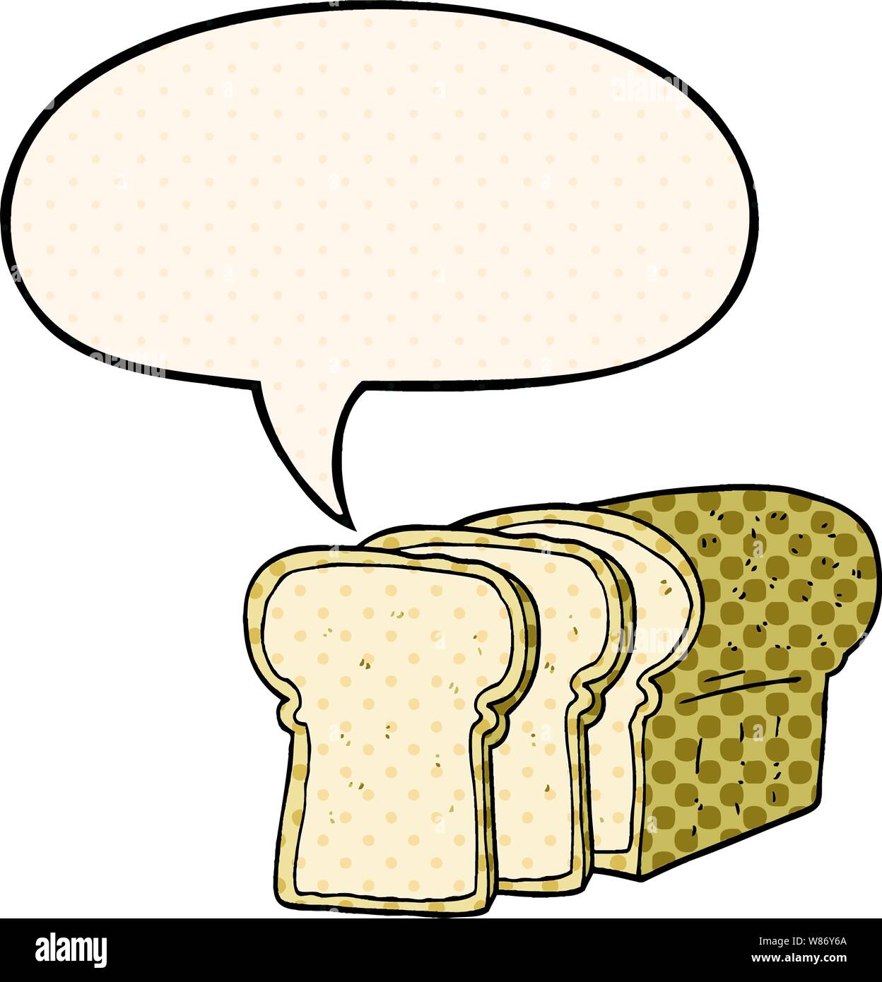 cartoon sliced bread with speech bubble in comic book style Stock ...