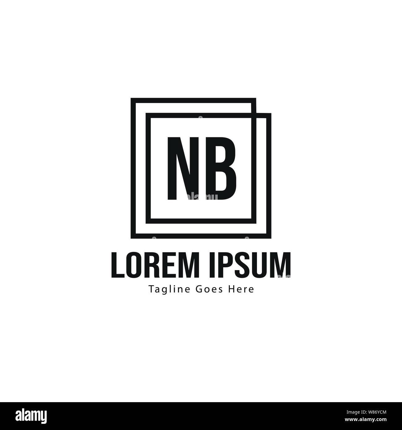 Initial NB logo template with modern frame. Minimalist NB letter logo ...
