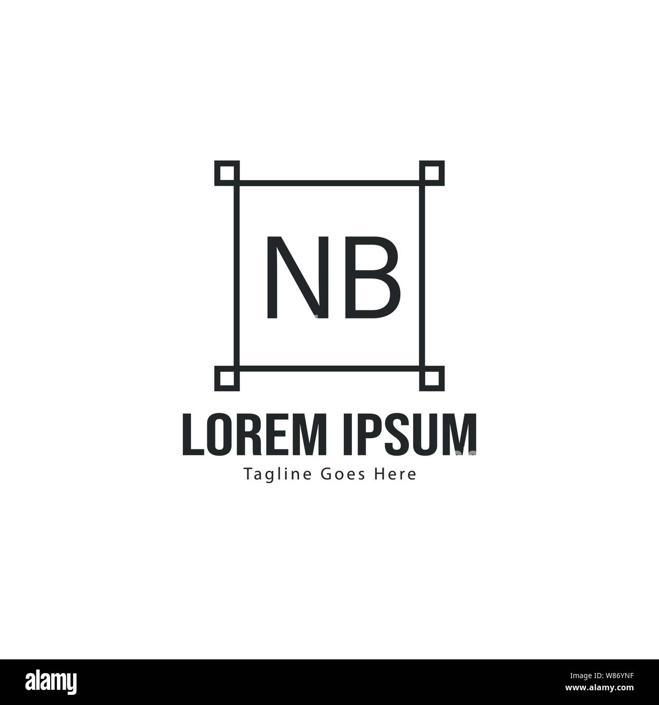 Initial NB logo template with modern frame. Minimalist NB letter logo ...