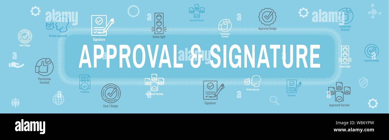 Approval and Signature Icon Set & Web Header Banner Stock Vector Image ...