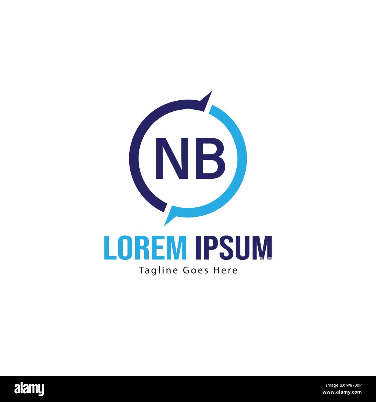 Initial NB logo template with modern frame. Minimalist NB letter logo ...