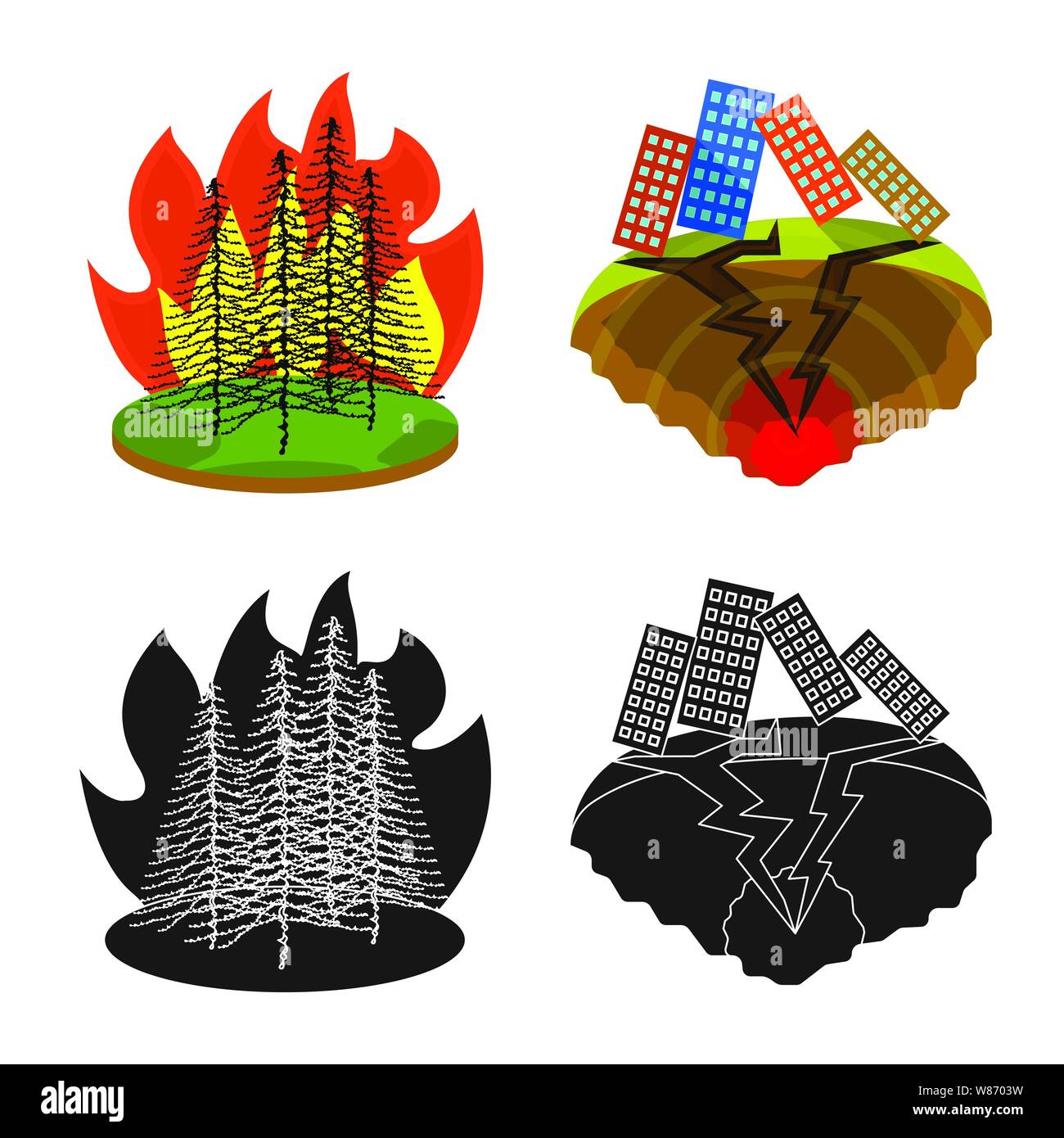 Vector design of weather and distress logo. Set of weather and crash ...