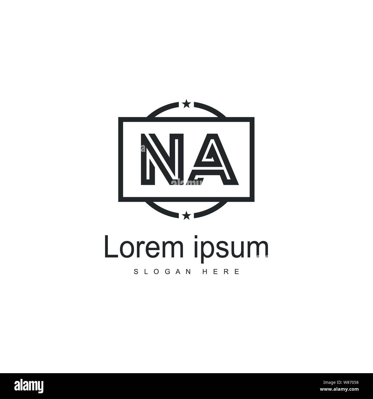 Initial NA logo template with modern frame. Minimalist NA letter logo ...