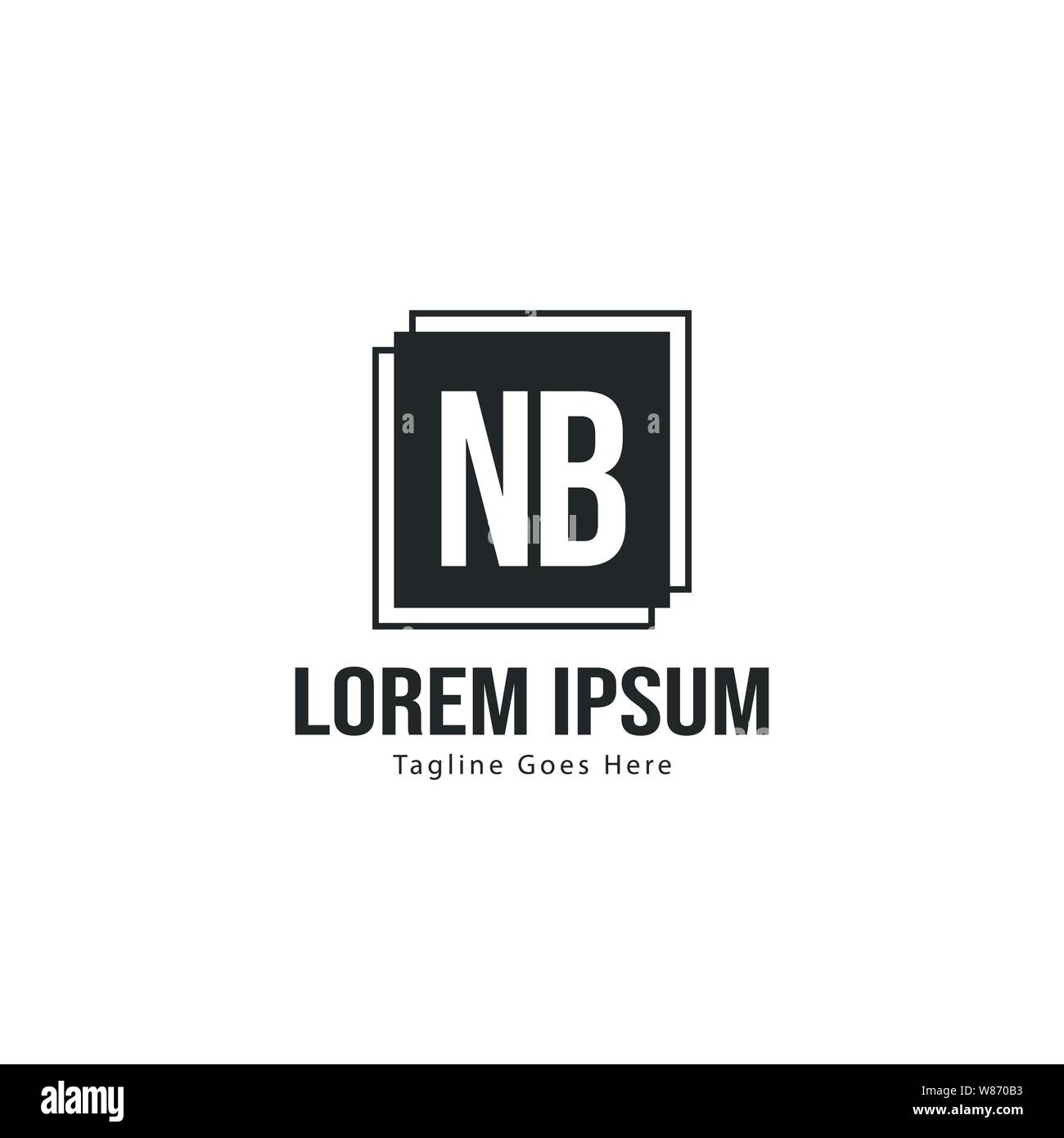 Initial NB logo template with modern frame. Minimalist NB letter logo ...