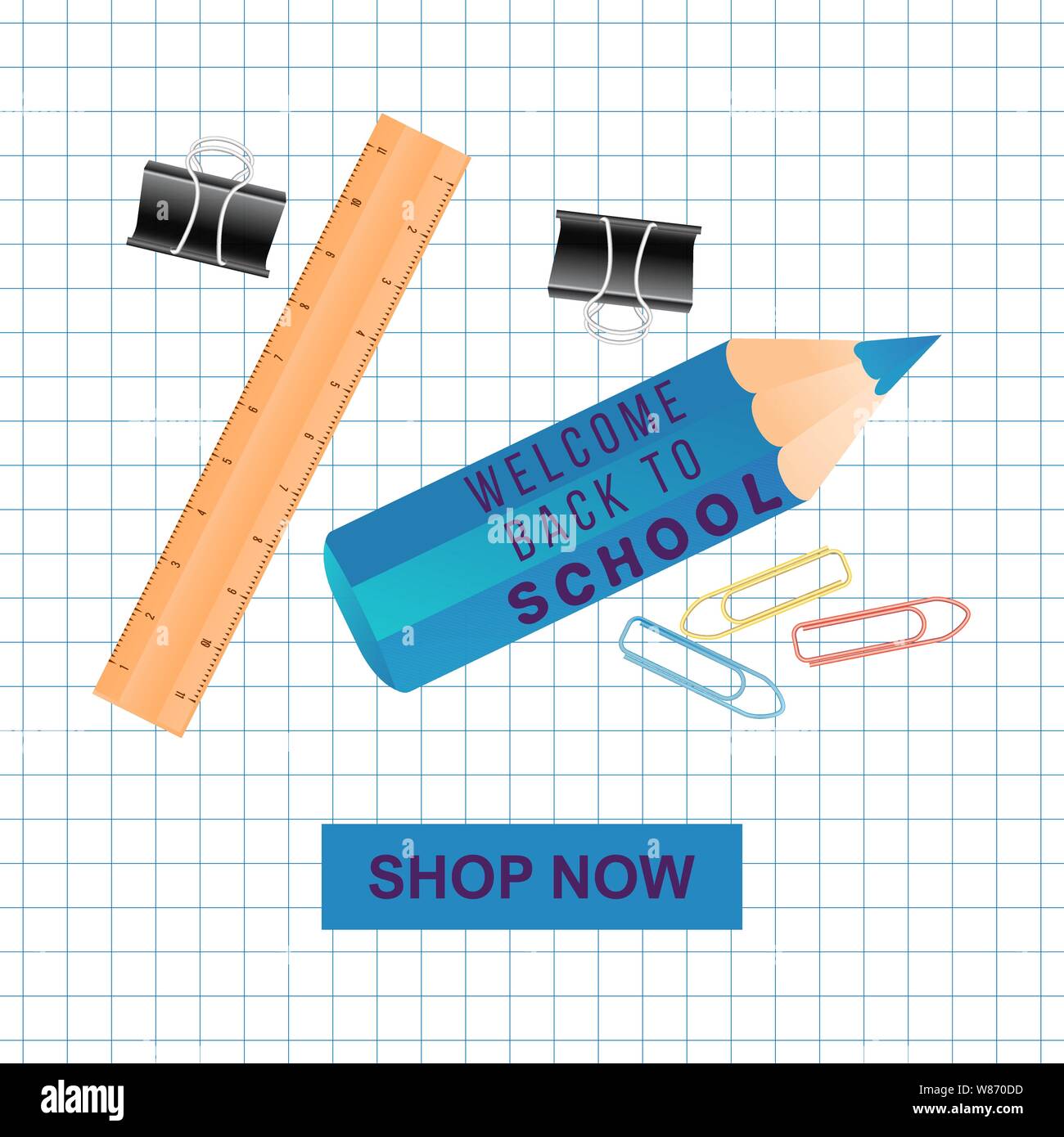 Notebook copybook grid paper note, colorful pencil with quote Welcome ...