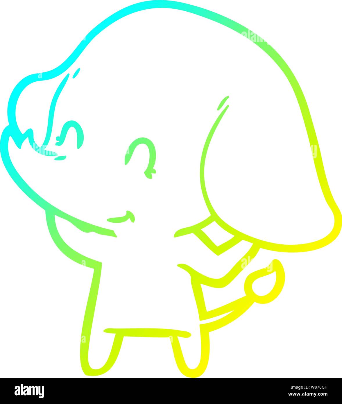 cold gradient line drawing of a cute cartoon elephant Stock Vector ...