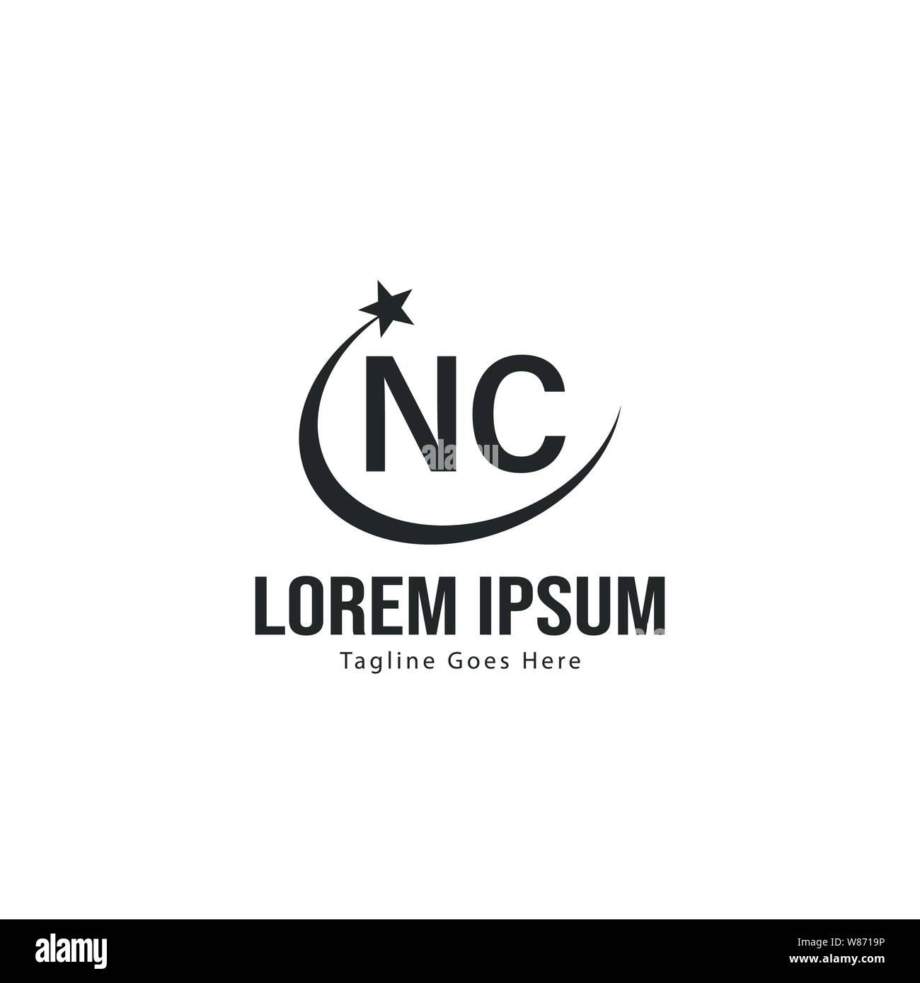 Initial NC logo template with modern frame. Minimalist NC letter logo ...
