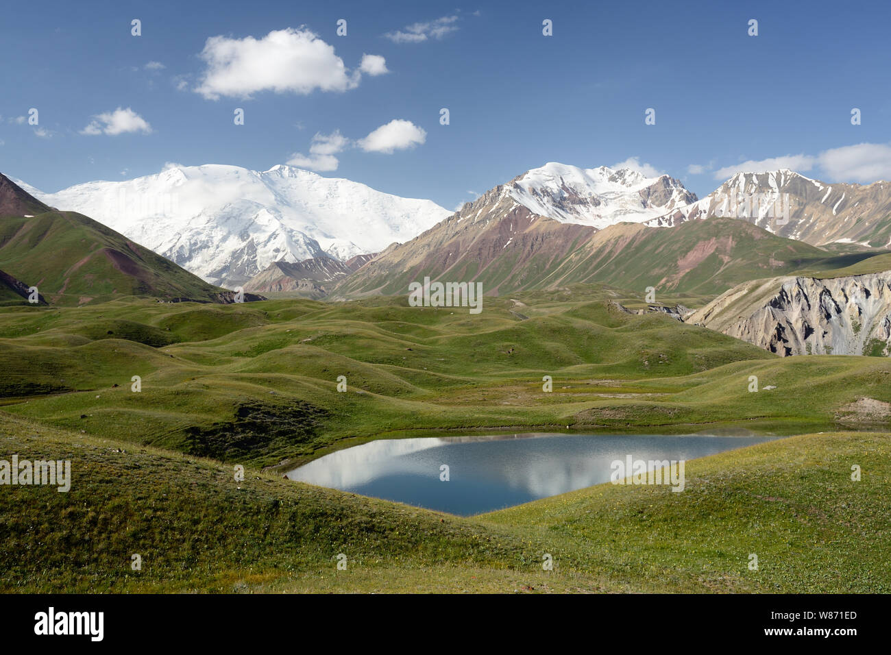 The beautiful Pamir mountains, trekking destination. View on the Lenin ...