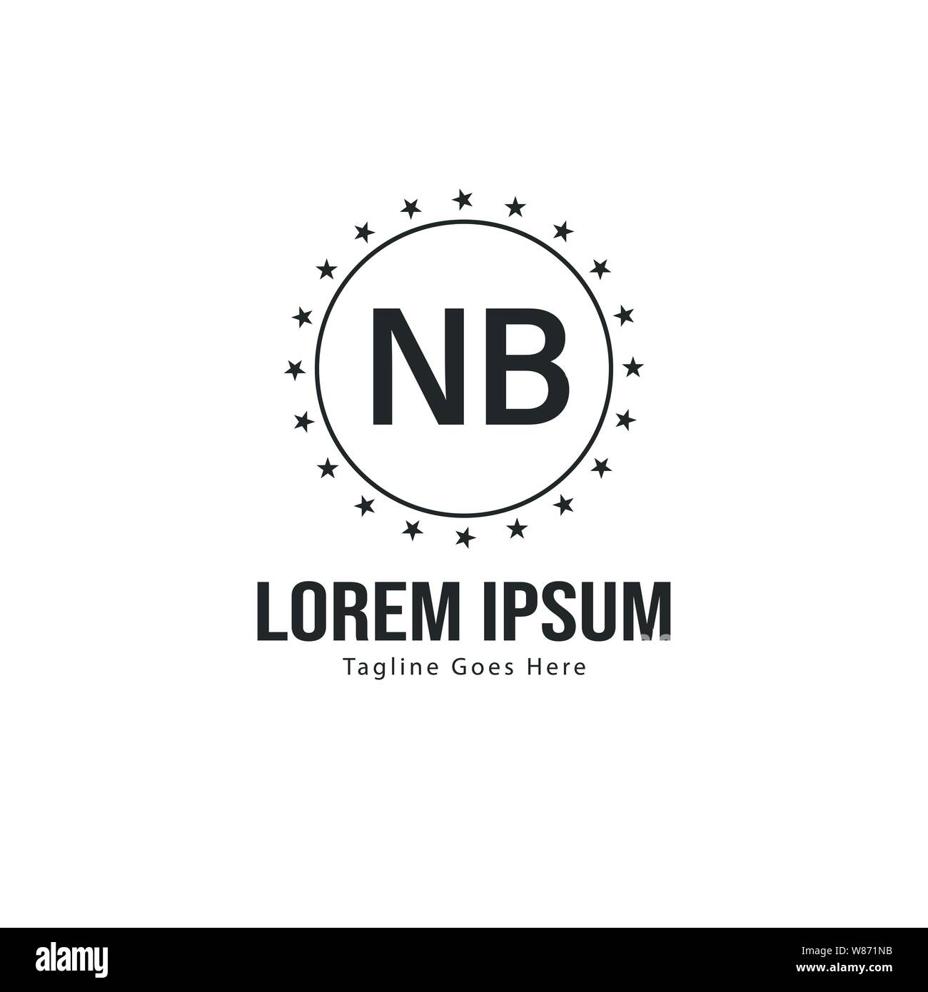Initial NB logo template with modern frame. Minimalist NB letter logo ...
