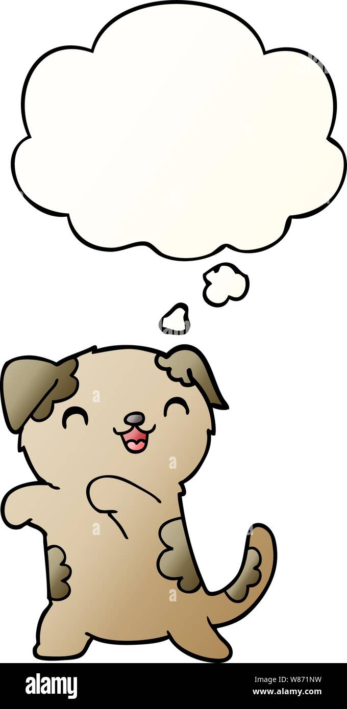 cute cartoon puppy with thought bubble in smooth gradient style Stock ...