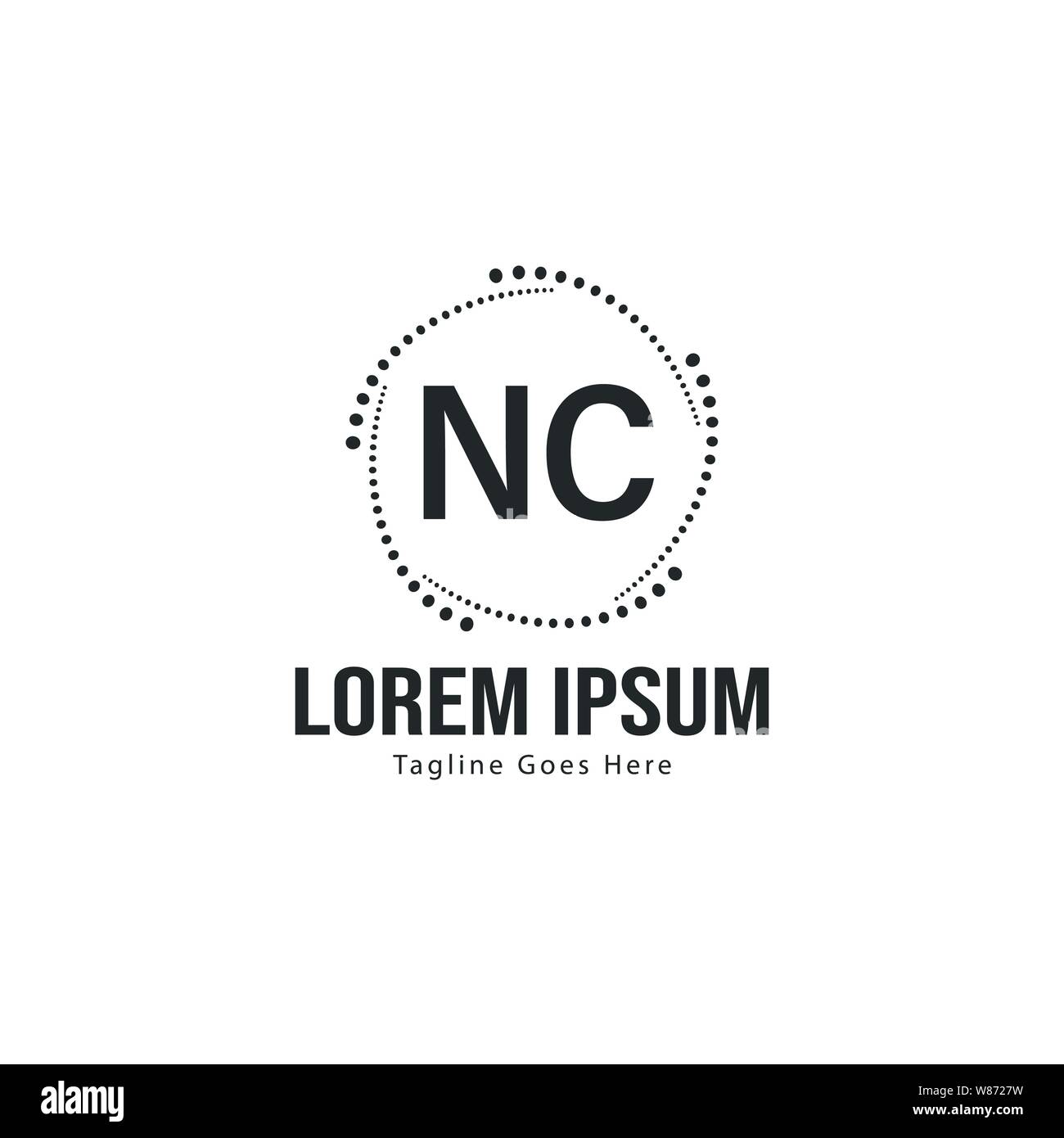 Initial NC logo template with modern frame. Minimalist NC letter logo ...