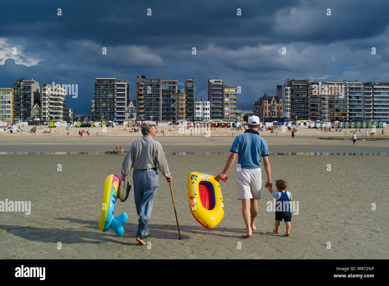 on a Belgian beach during the summer in De Panne, Belgium Stock Photo ...