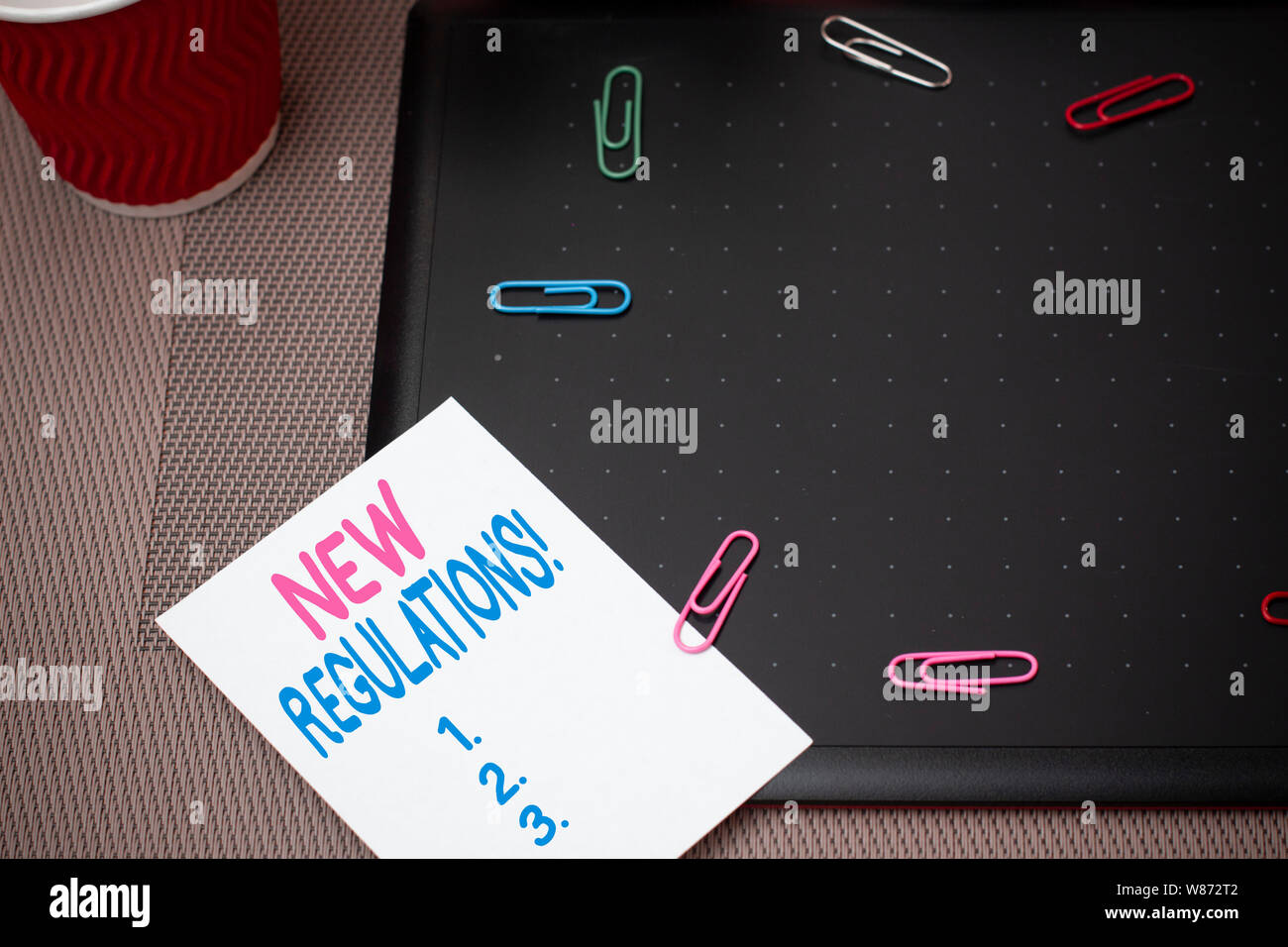 Text sign showing New Regulations. Business photo text rules made ...