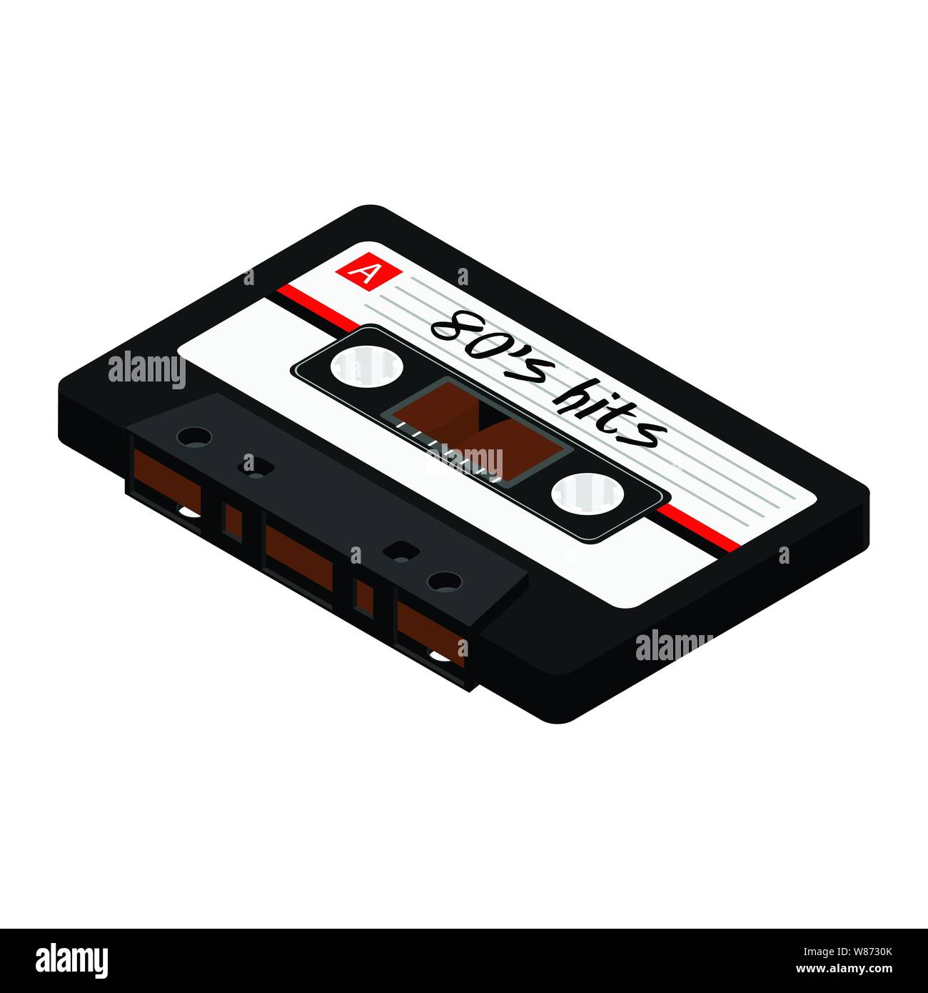 Vintage audio cassette tape isometric view isolated on white background ...