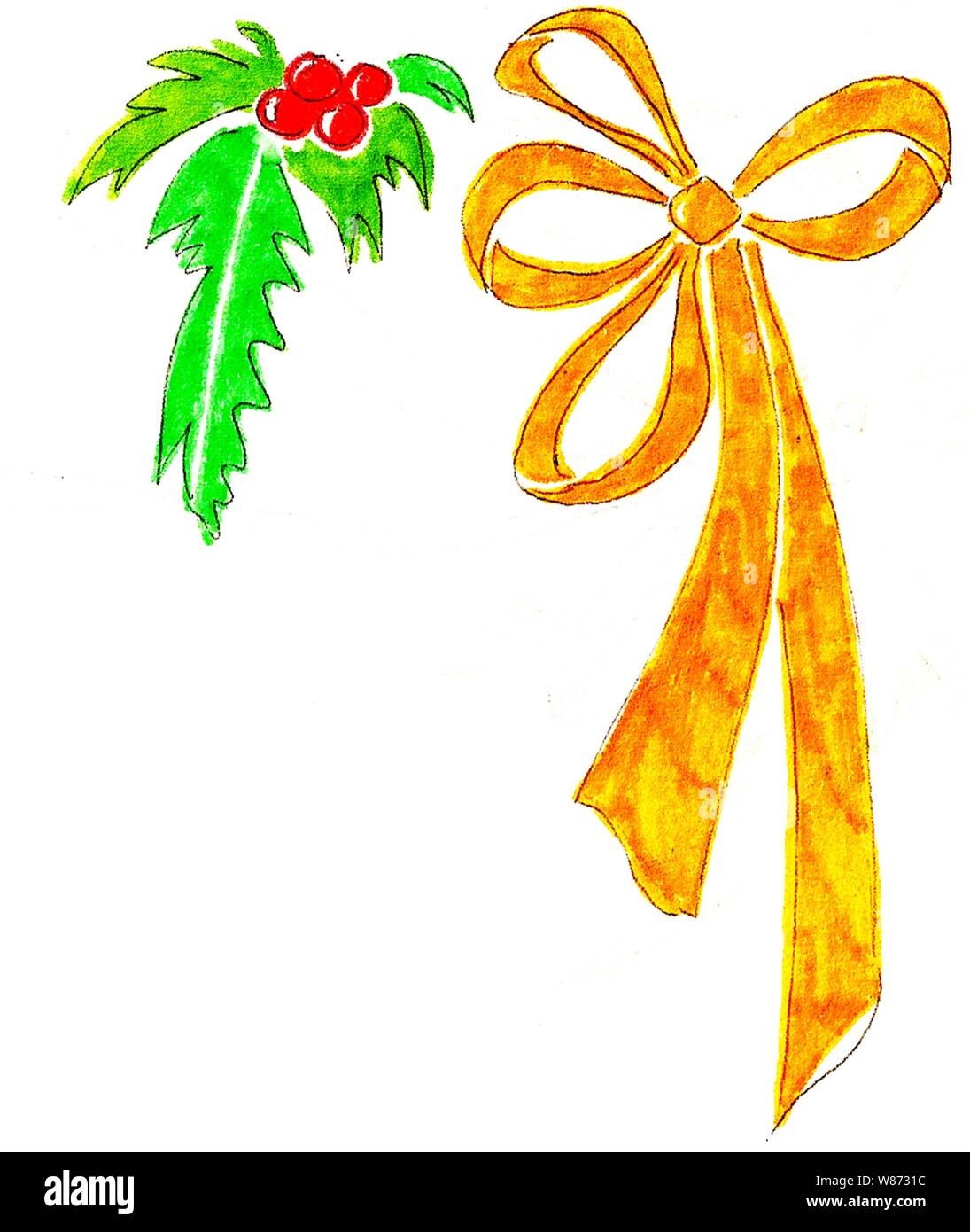 hand-made color drawing depicting rosettes, cockades, balls, hollies ...