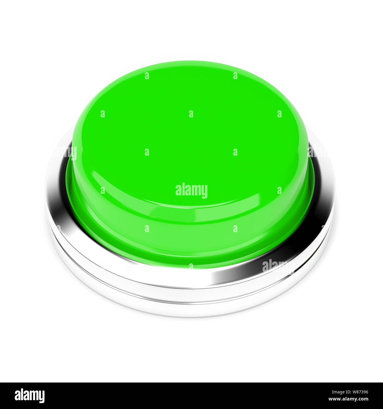 Green push button. 3d rendering illustration isolated Stock Photo - Alamy
