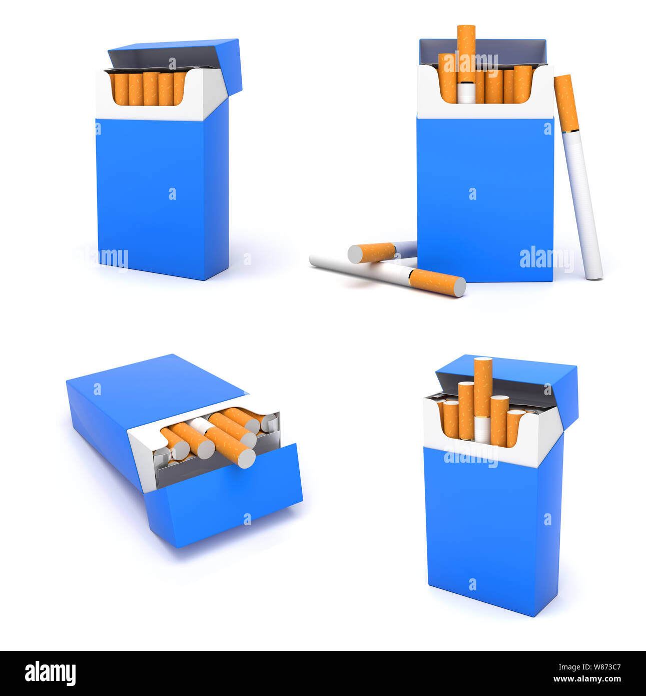 Blue blank packs of cigarettes. With brown filter Stock Photo - Alamy