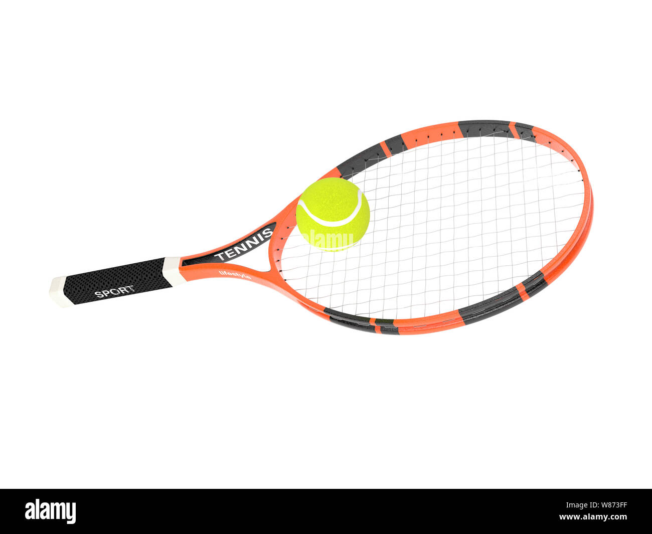 Tennis racket with yellow tennis ball Stock Photo - Alamy